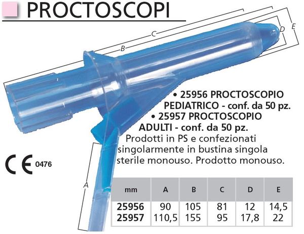 PROCTOSCOPIO ANOSCOPIO MONOUSO ADULTO - sterile - conf.50pz